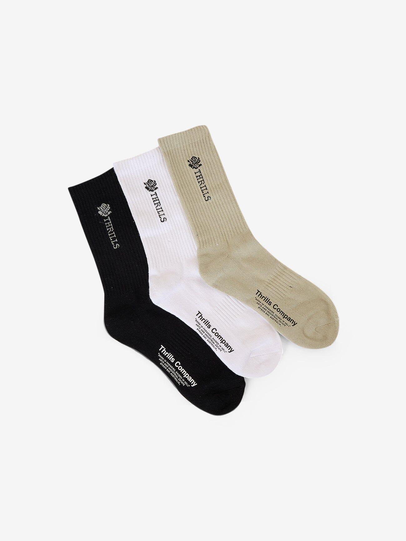 Be Adorned 3 Pack Sock in White | Thrills Co.