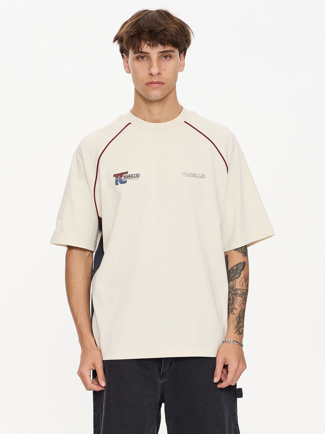 Motion Box Fit Oversize Tee in White | Thrills Co.