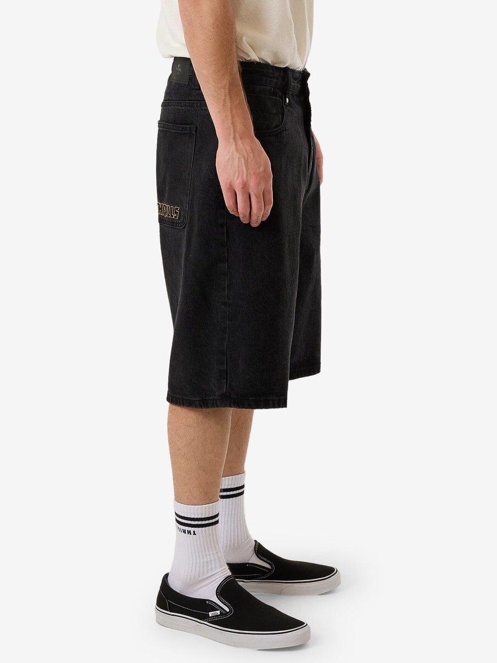 Big Slacker Existence Embro Denim Short - Aged Black | Thrills Co ...