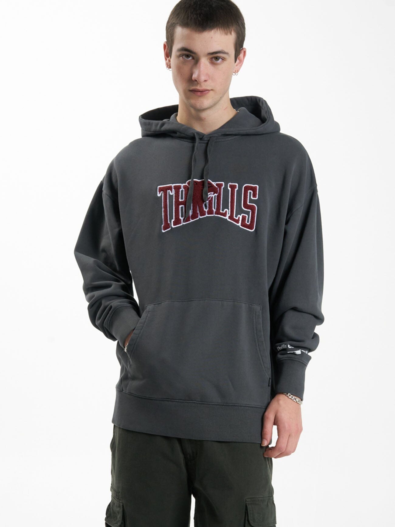 Stand Firm Slouch Pull On Hood - Merch Black | Thrills Co. | Thrills Co.
