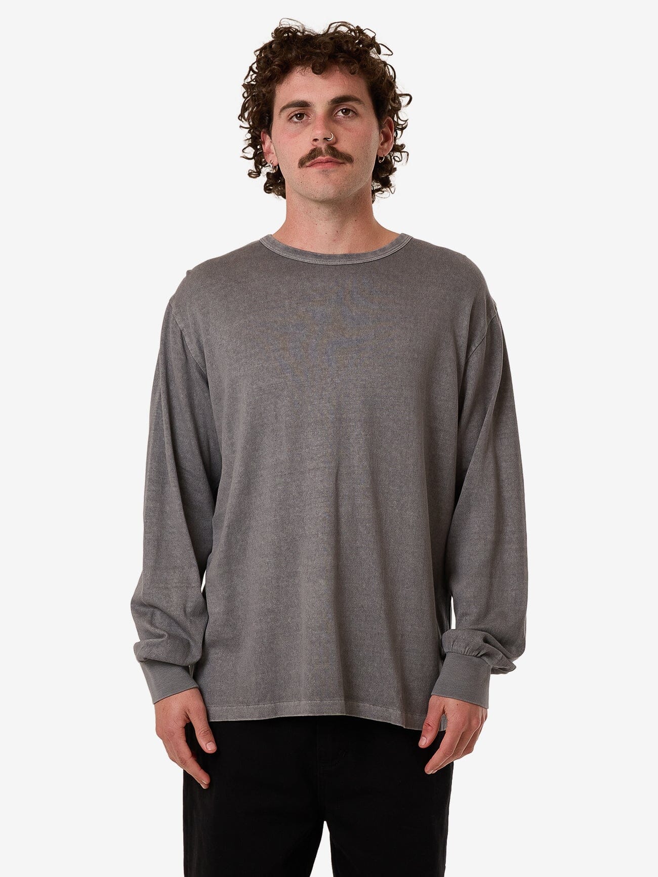 Hemp Thrills Embro Merch Fit Long Sleeve Tee in Grey | Thrills Co.