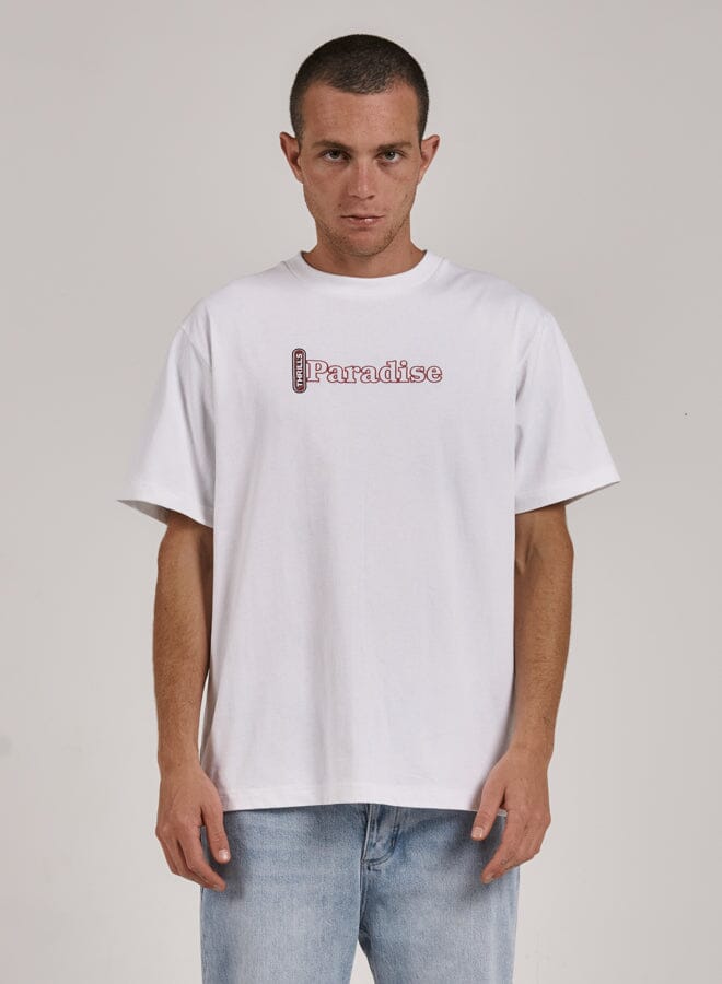 Riding In Paradise Merch Fit Tee - White | Thrills Co. | Thrills Co.