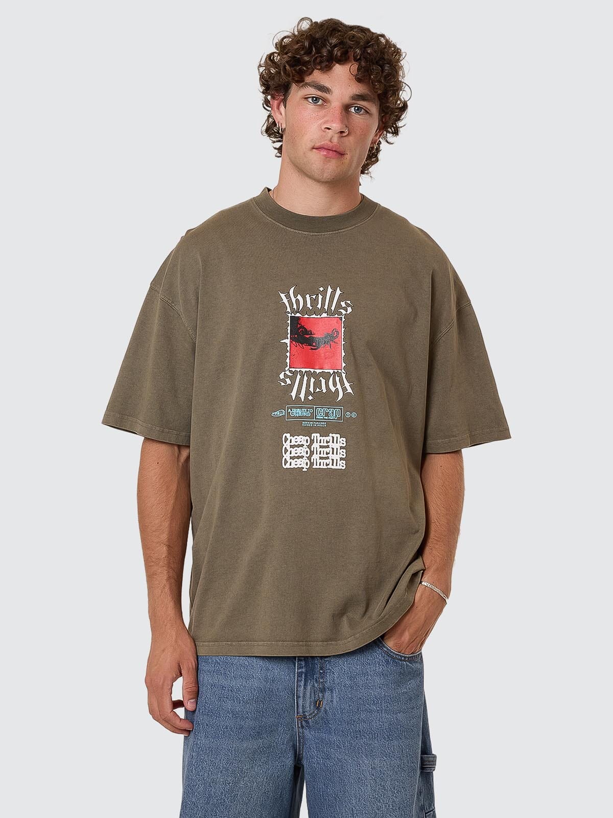 Cheap Thrills Box Fit Oversize Tee - Tarmac | Thrills Co.