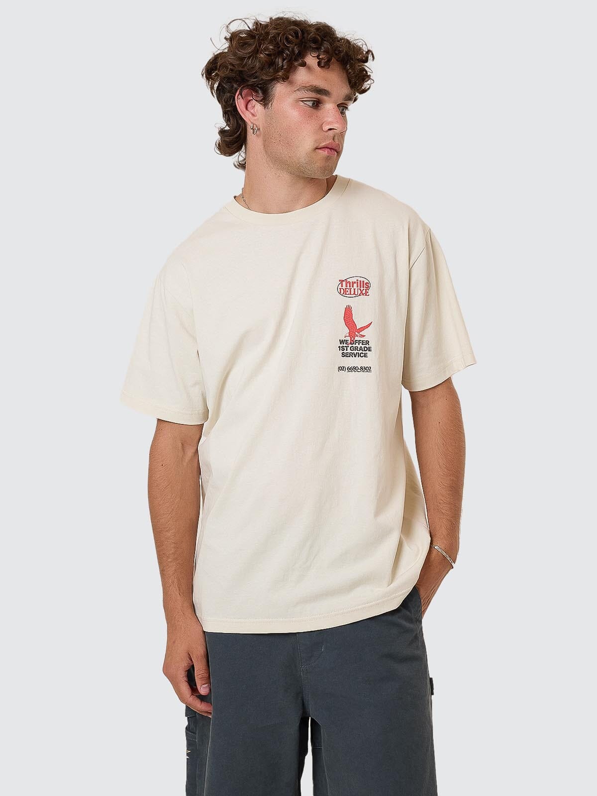 1st Grade Service Merch Fit Tee - Heritage White | Thrills Co.