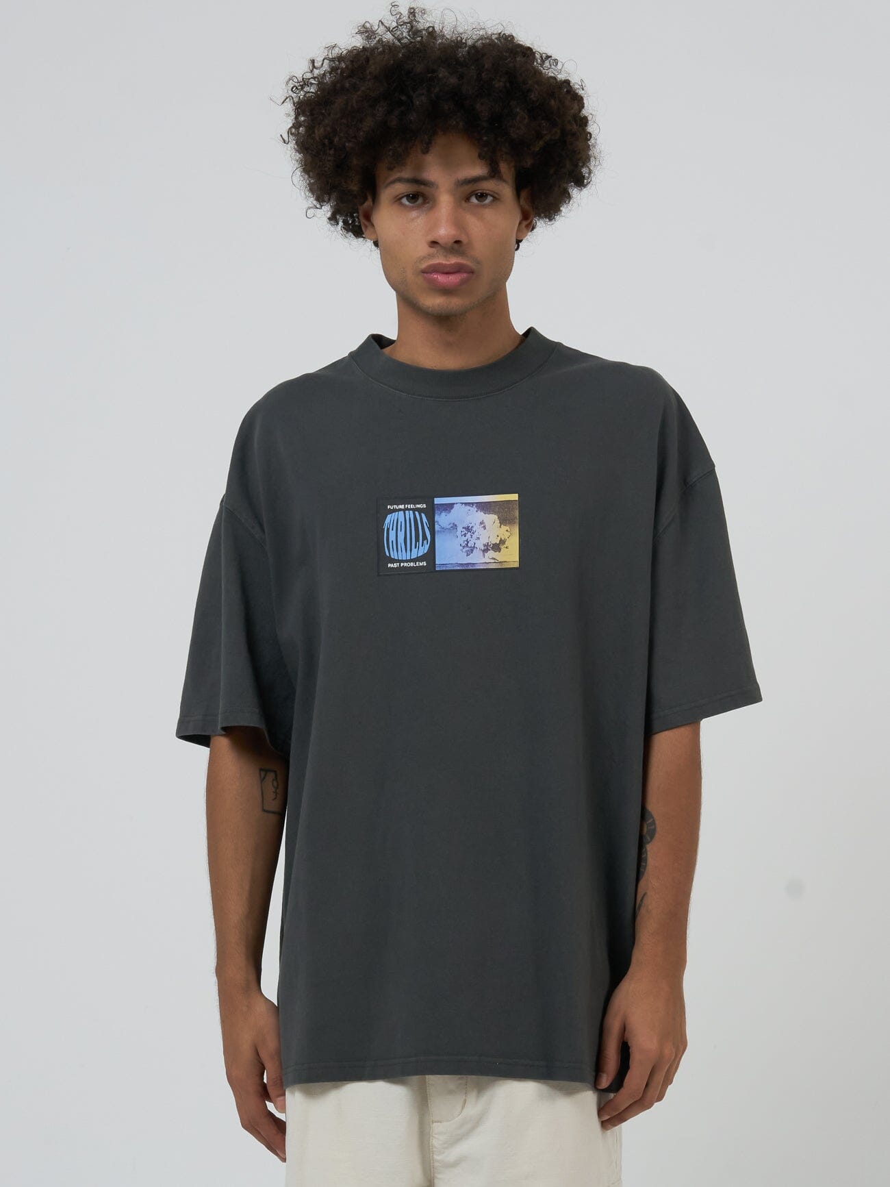 Actions Not Words Box Fit Oversize Tee - Merch Black | Thrills Co ...
