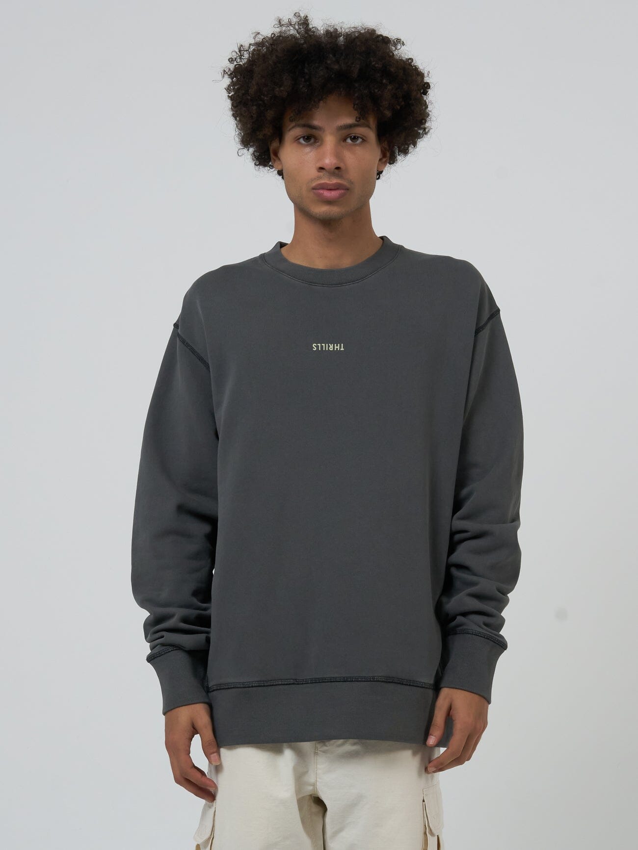 Minimal Thrills Oversize Crew - Merch Black | Thrills Co. | Thrills Co.