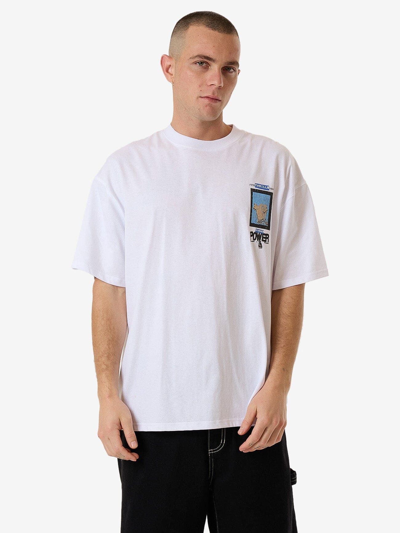 High Power Box Fit Oversize Tee in White | Thrills Co.