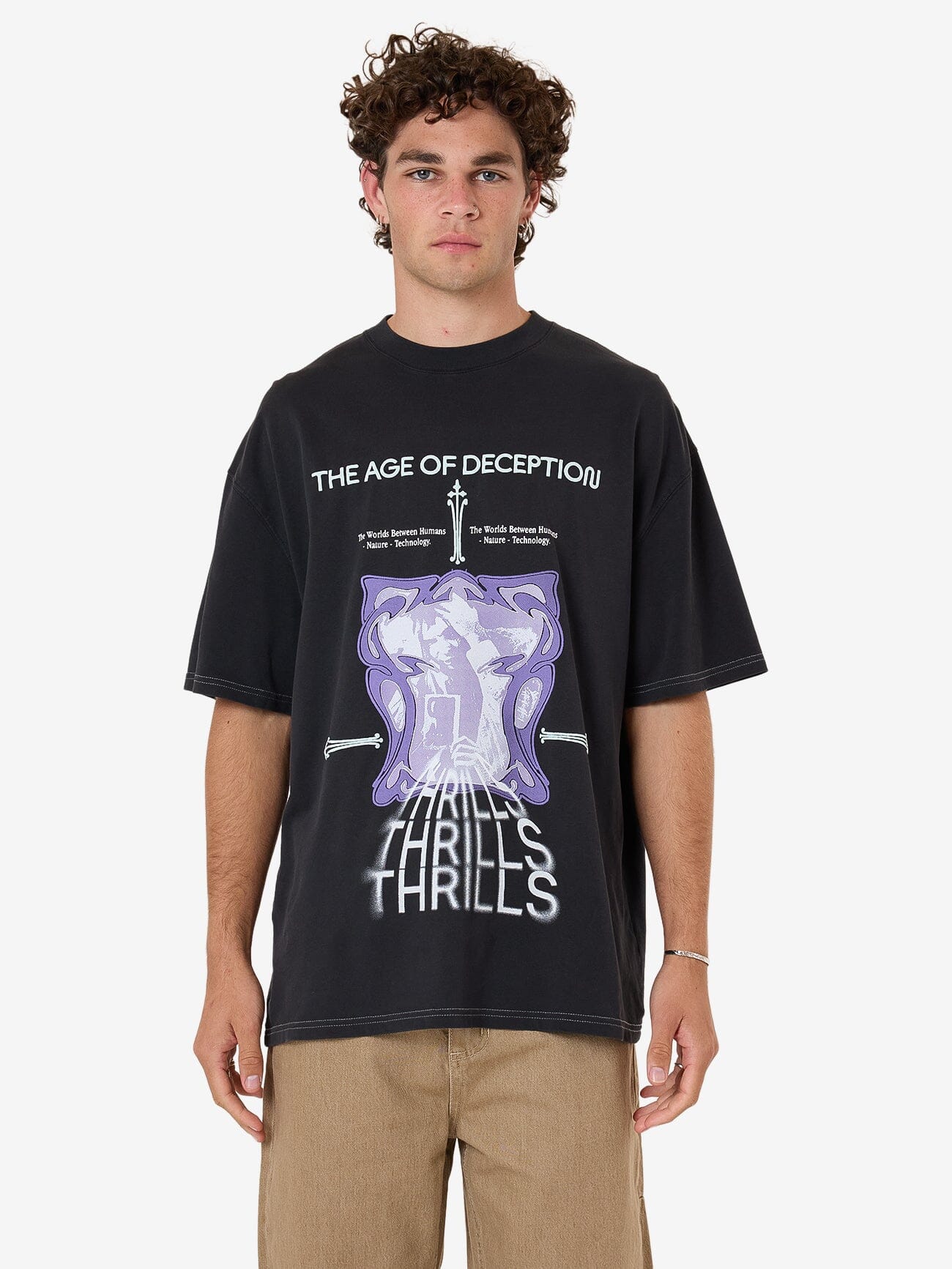 Deception Box Fit Oversize Tee in Black | Thrills Co.