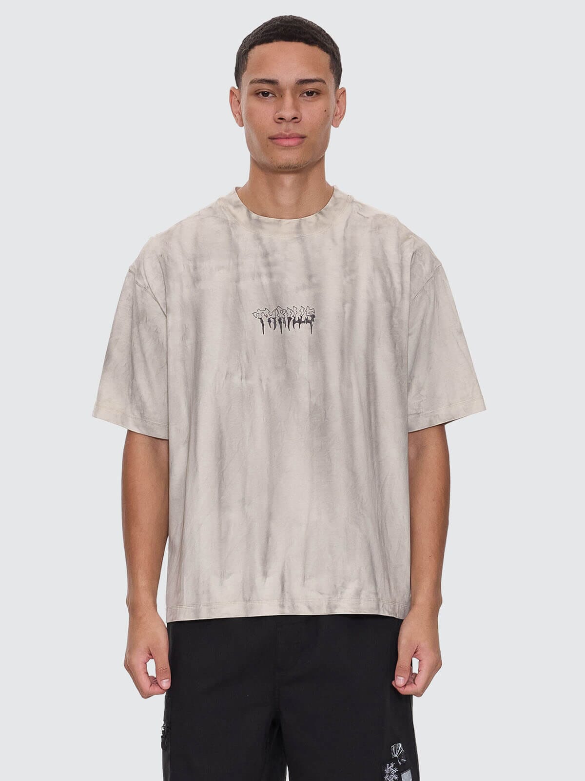 Cut & Shattered Box Fit Oversize Cropped Tee - Marble Heritage White ...