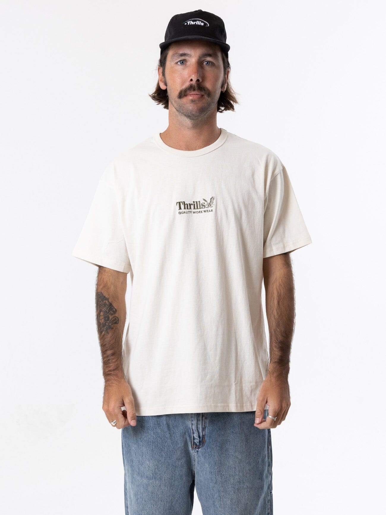 Thrills Workwear Embro Box Fit Tee - Heritage White | Thrills Co ...