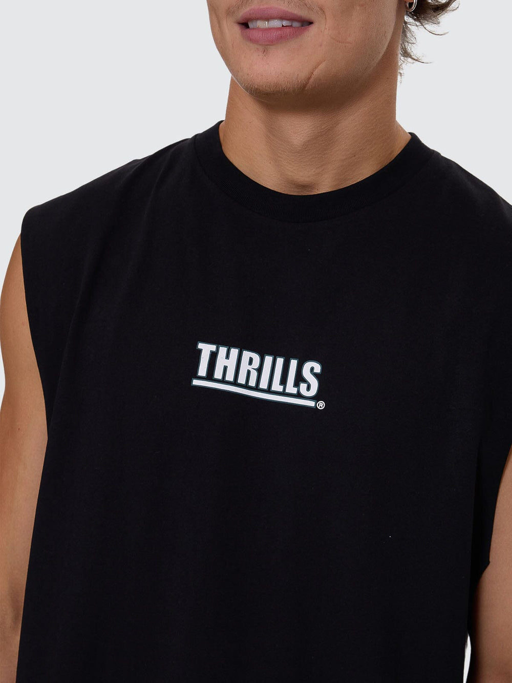 Logic Merch Fit Muscle Tee in Black | Thrills Co.