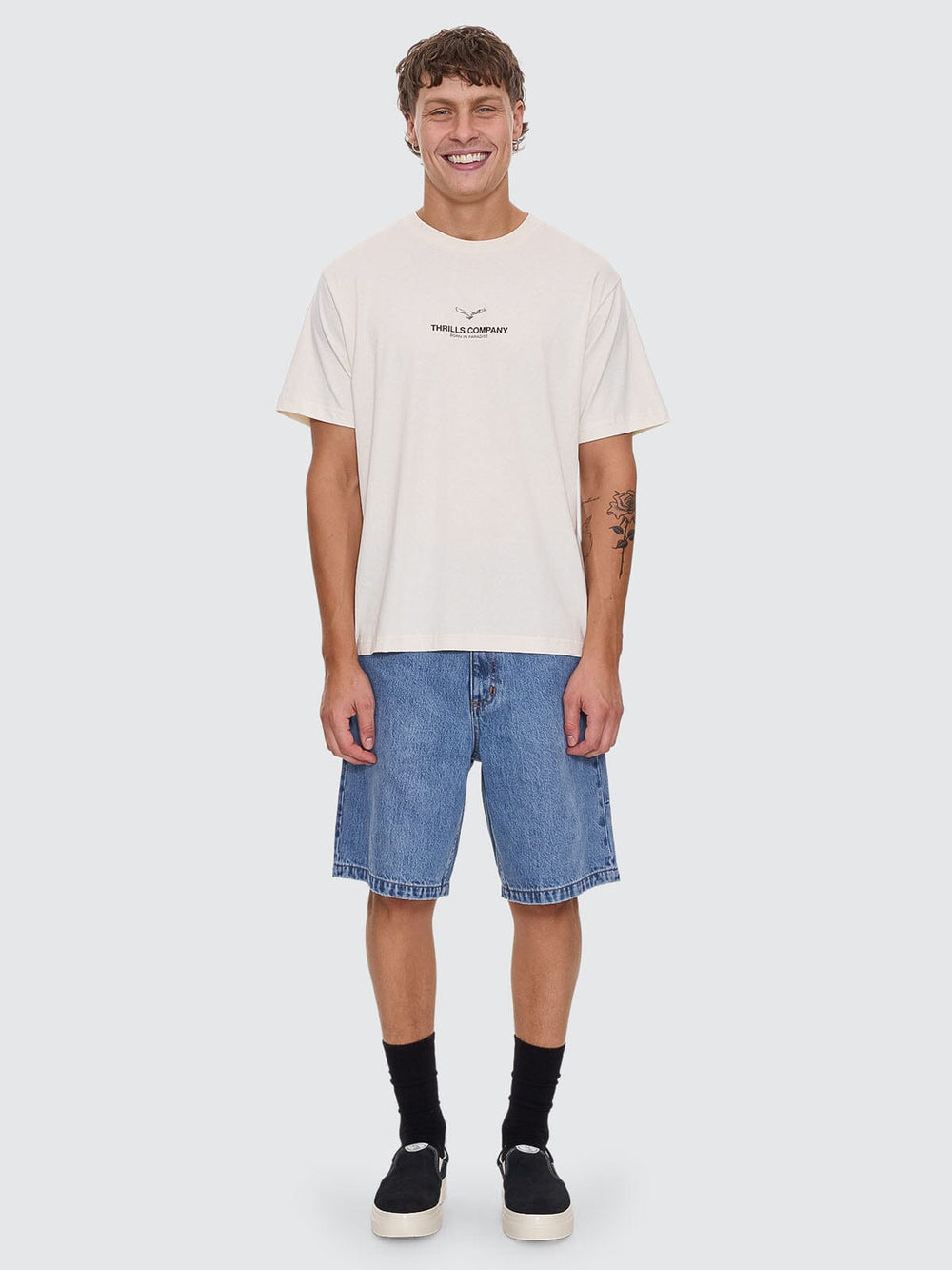 Emblem Merch Fit Tee in White | Thrills Co.