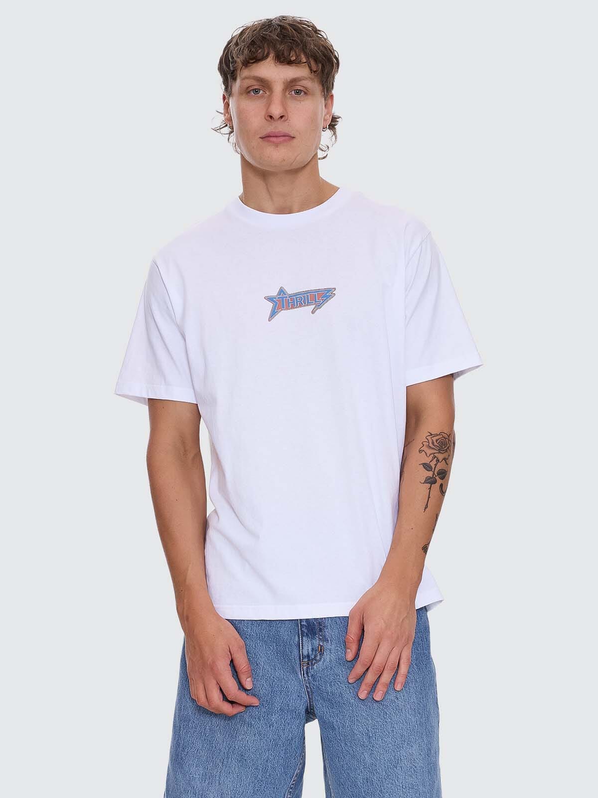 Heavy Static Merch Tee - White | Thrills Co.