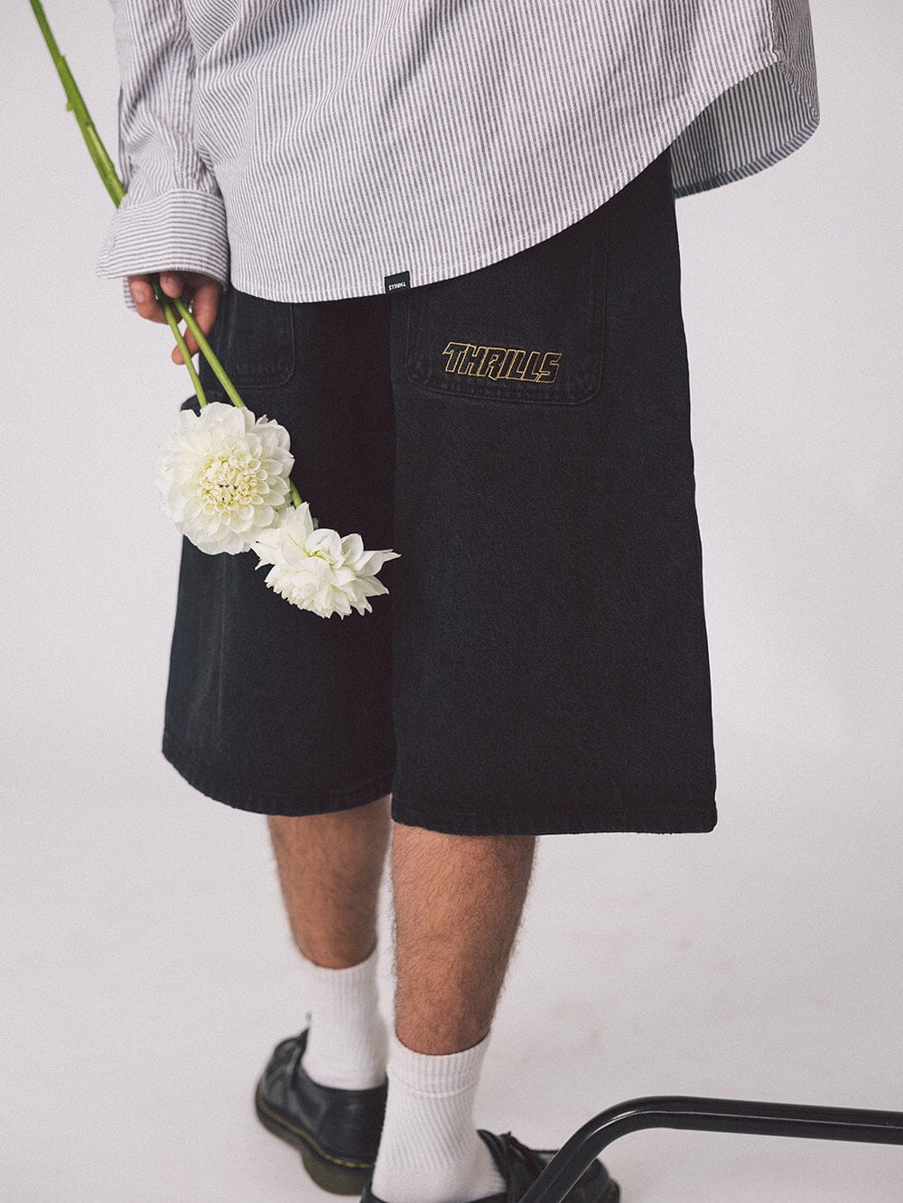 Big Slacker Existence Embro Denim Short - Aged Black | Thrills Co ...