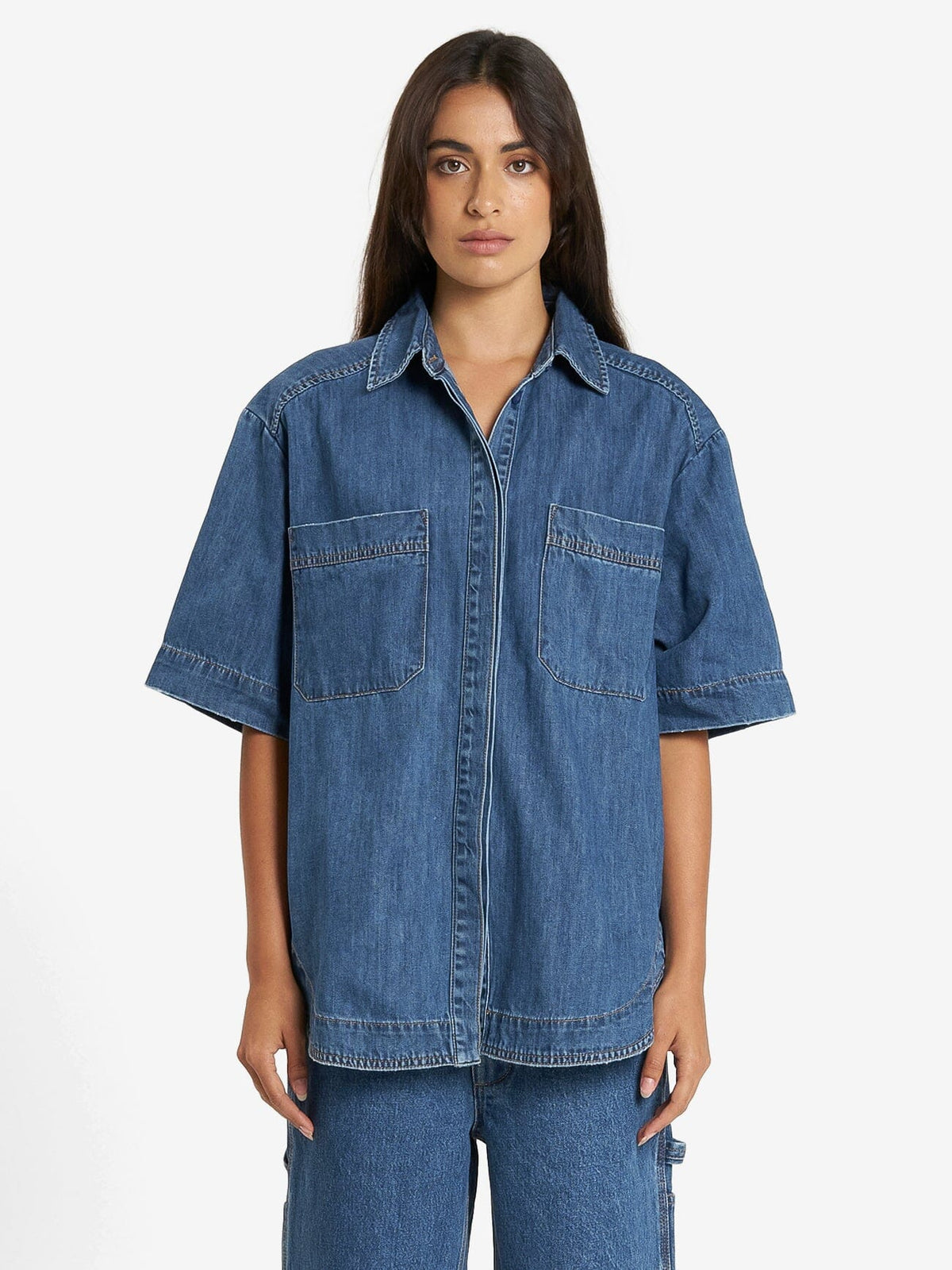 Louise Denim Shirt - Rinsed Blue | Thrills Co. | Thrills Co.