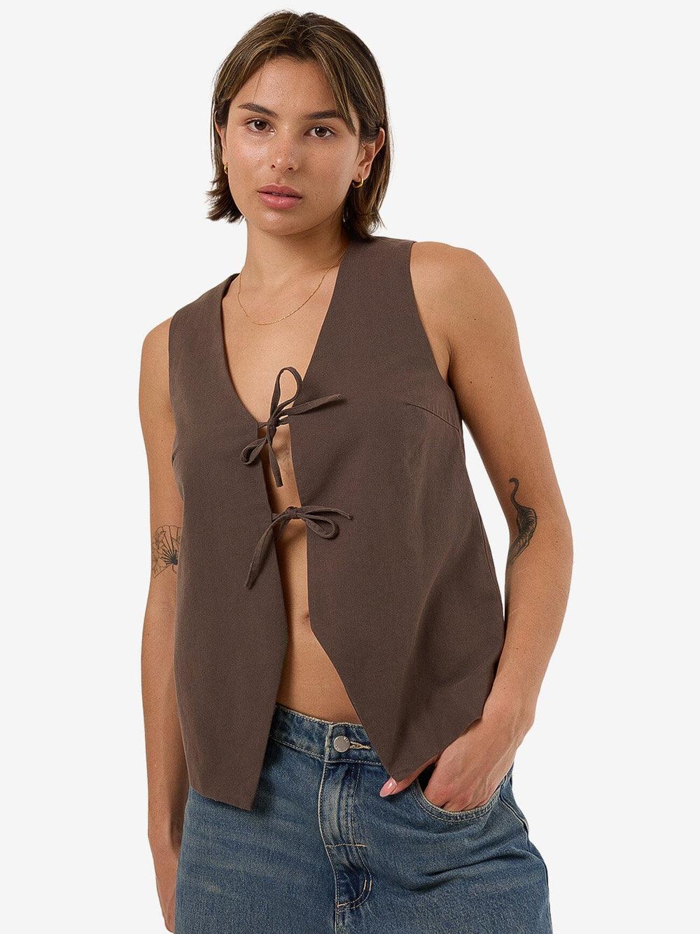 Kensley Oversize Vest in Brown | Thrills Co.