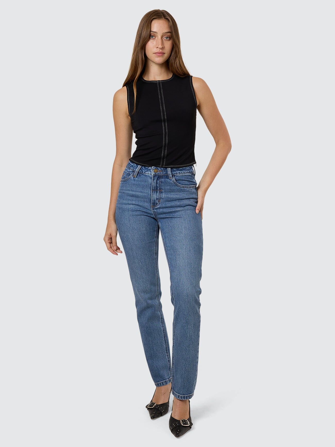 Nicole High Rise Stretch Straight Jean - Stoned Blues | Thrills Co.
