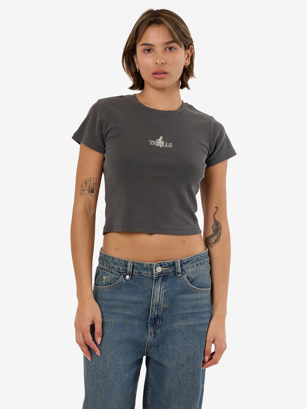 In Bloom Mini Tee in Black | | Thrills Co.