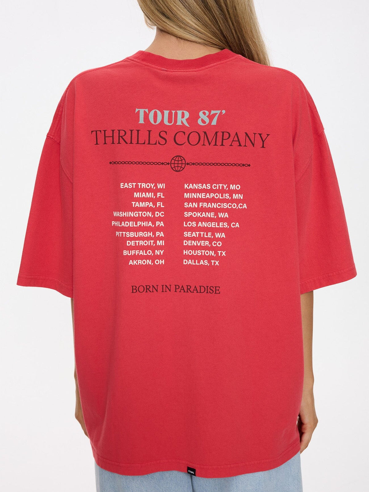 Metal And Dust Oversized Tee - Flame Red | Thrills Co.