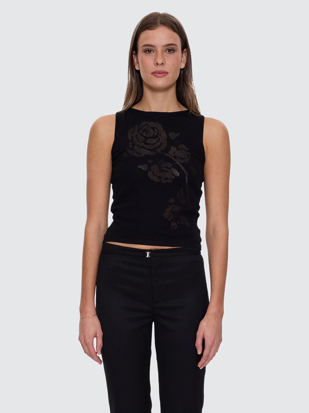 Rosetta Knit Tank in Black | Thrills Co.